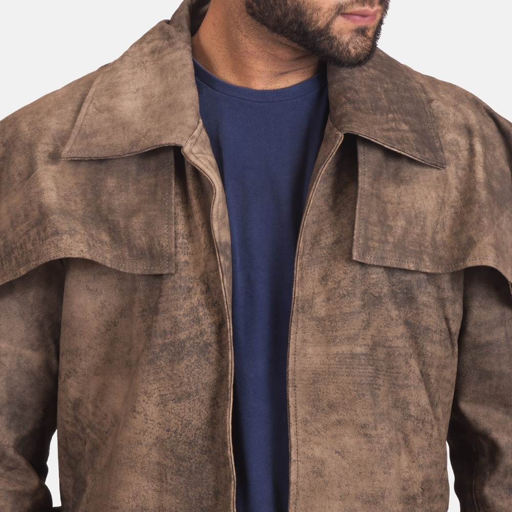 Mens Classic Brown Leather Duster