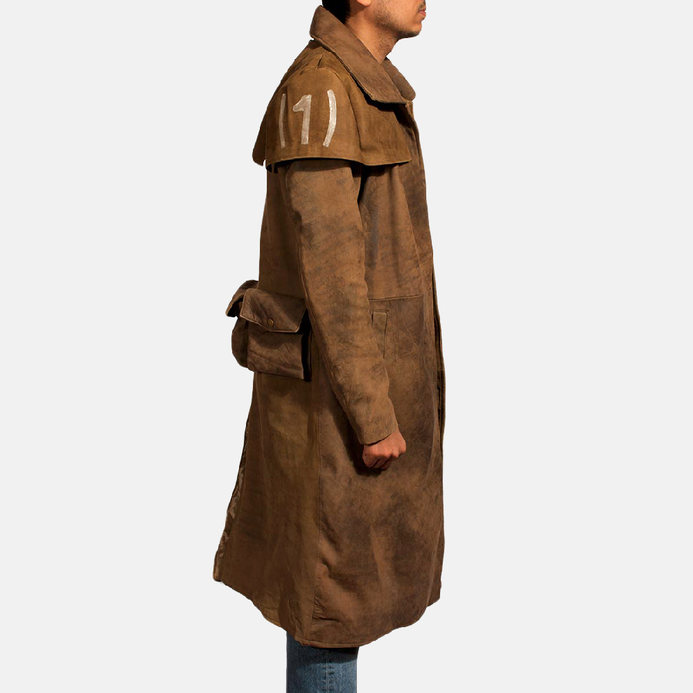 Mens Brown Leather Duster - Premium Sheepskin Leather